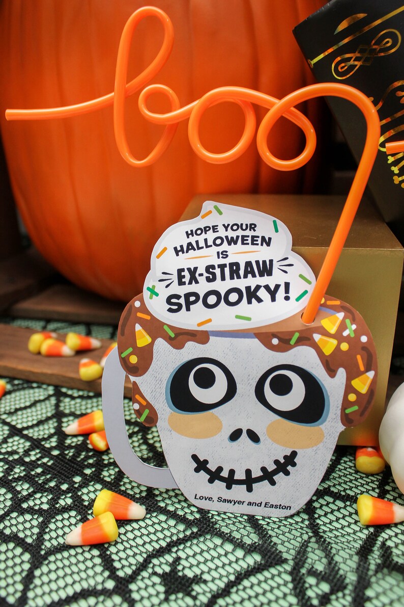 Crazy Straw Halloween Printable Halloween Gift Gift Tag - Etsy