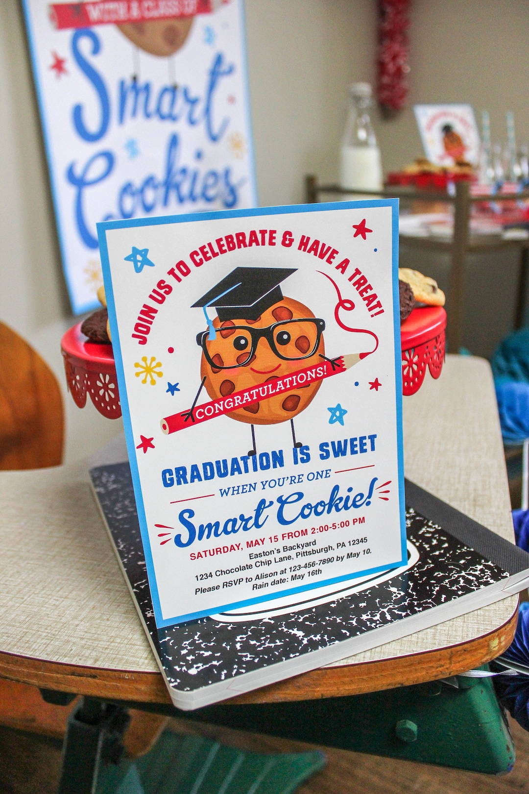 Smart Cookie Graduation Party Invitation - EDITABLE PDF, Preschool ...