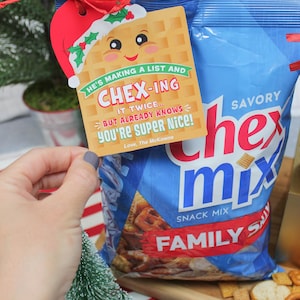 Christmas Snack Mix Printable Gift Tag, Snack Mix Label, Christmas Gift ...