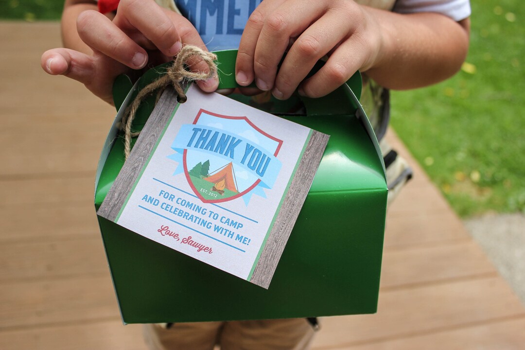 Summer Camp Birthday Party Thank You Tags - Thank You, Favor Tags, Camp ...