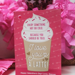 Latte Valentine Gift Tag Printables, Teacher Gift, Co-worker Gift ...