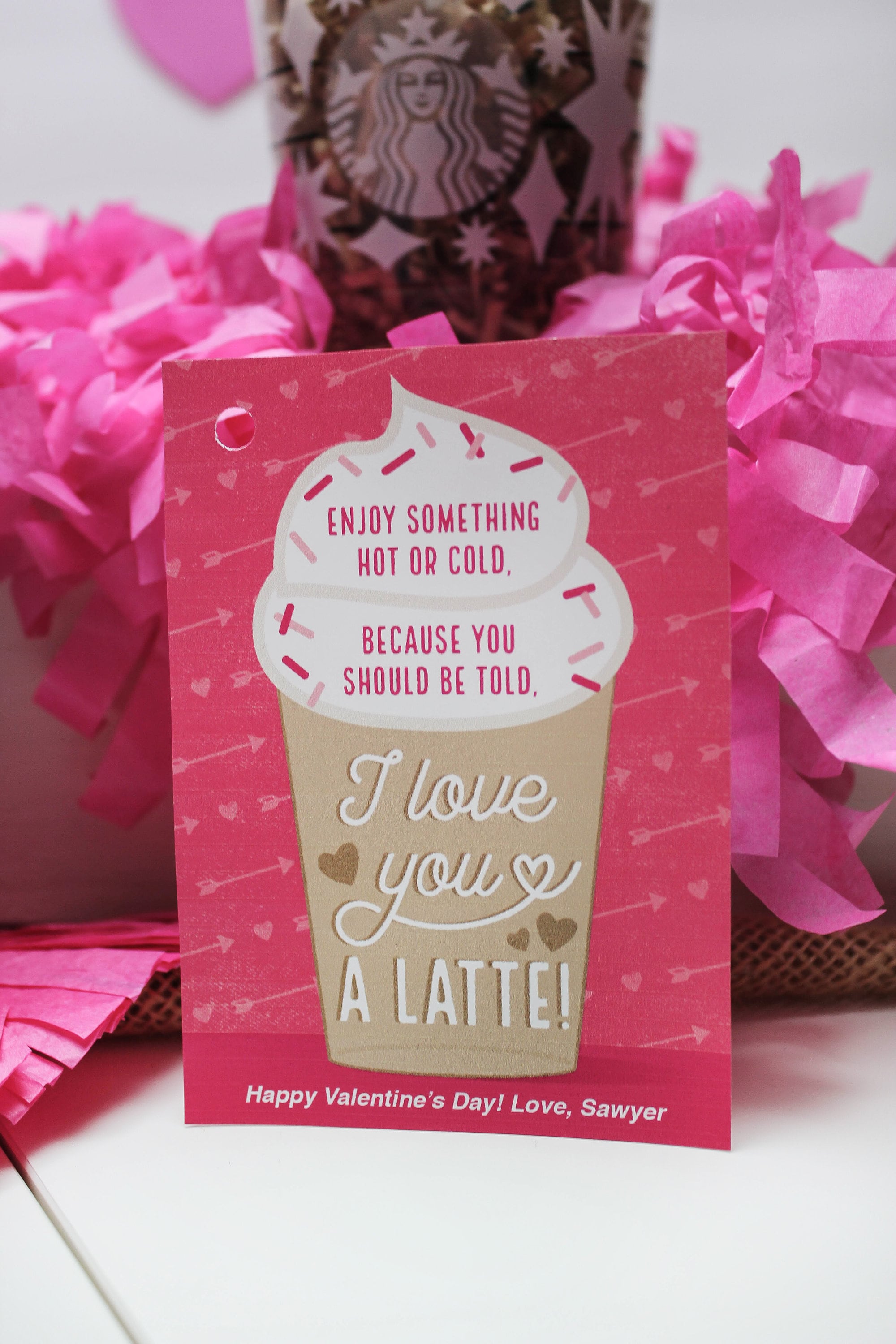Latte Valentine Gift Tag Printables, Teacher Gift, Co-worker Gift ...