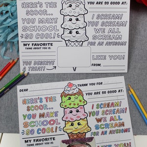 Ice Cream Teacher Appreciation Coloring Page & Gift Card Holder ...