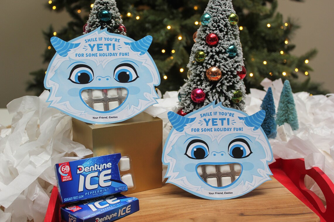 Chewing Gum Yeti Printable, Holiday Printable, Classroom Holiday Gift ...