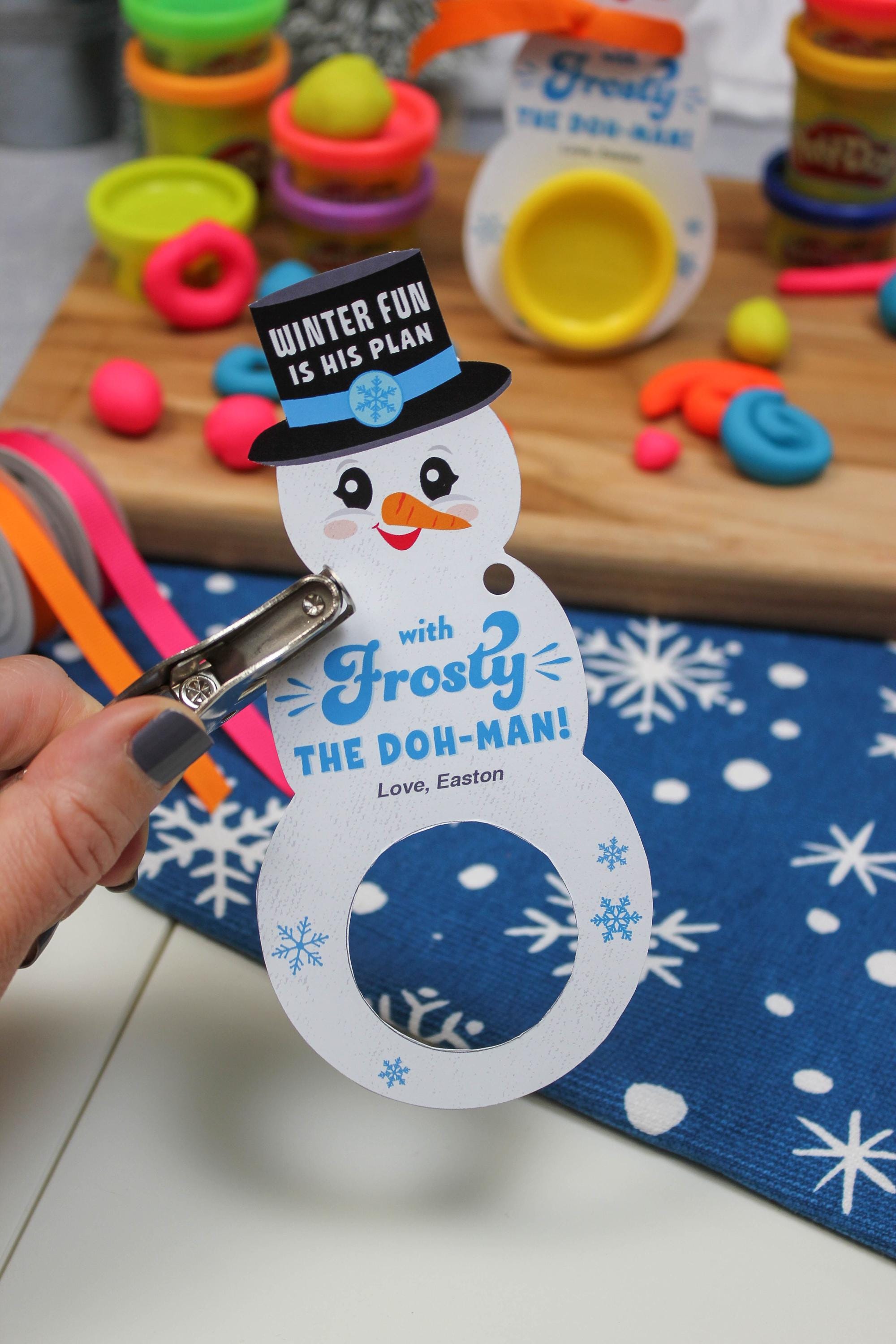 Play Dough Snowman Gift Printable, Christmas Gift for Kids, School Gift ...