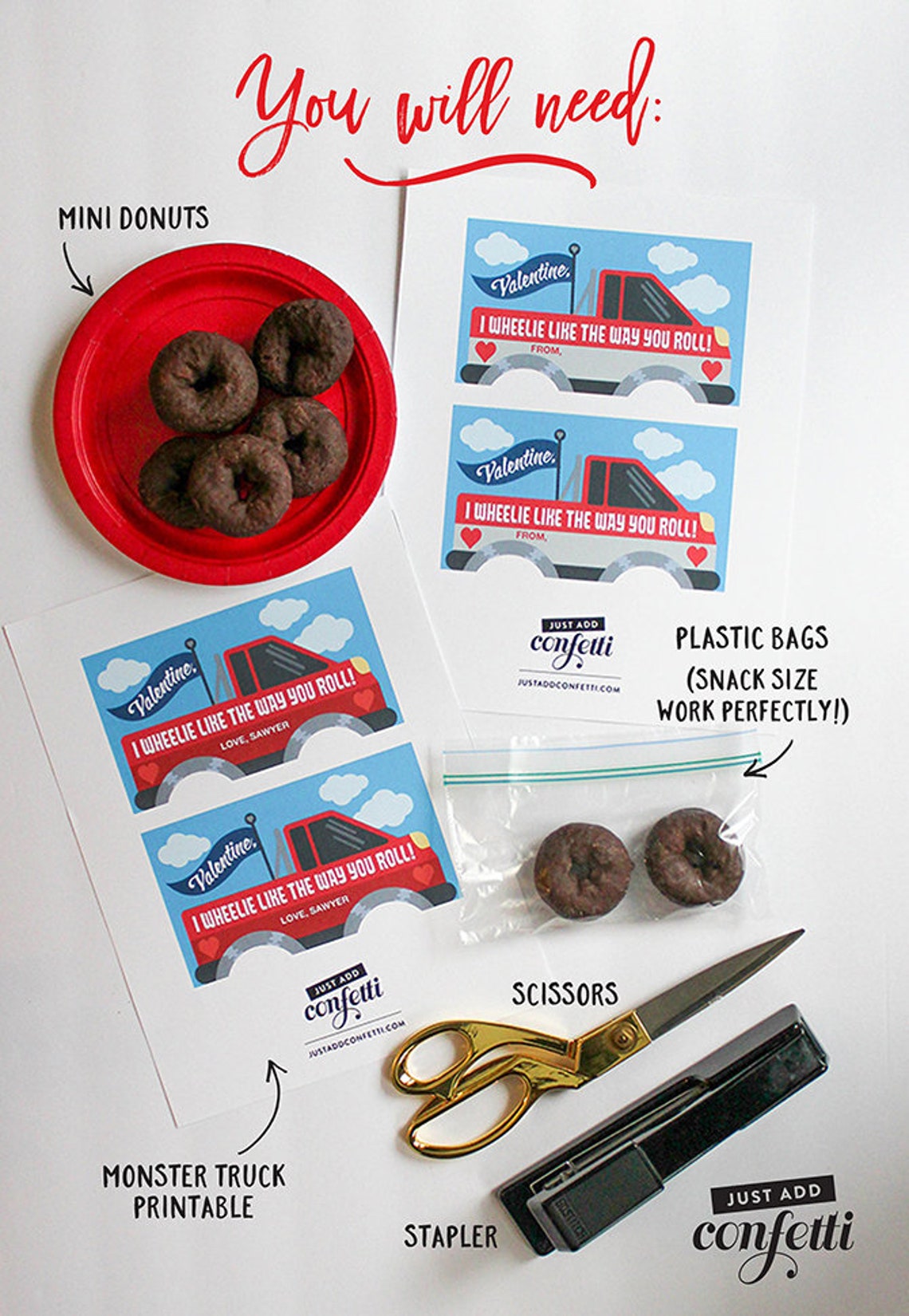 Donut Monster Truck Valentine Donut Valentine Kids - Etsy