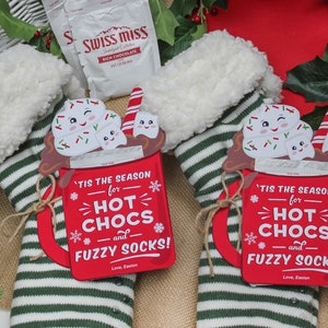Hot Chocs & Fuzzy Socks Christmas Gift Tag Printable, Hot Cocoa ...
