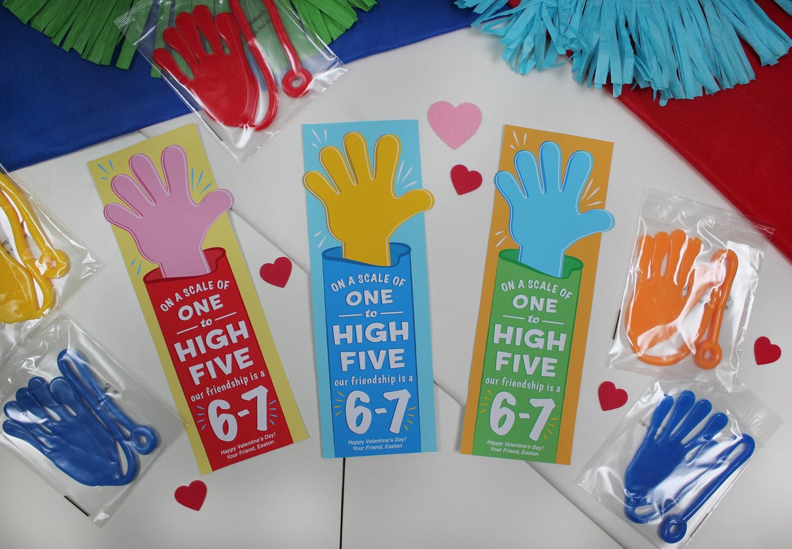 High Five 6-7 Valentine, Sticky Hand Valentine, Valentine Printable ...