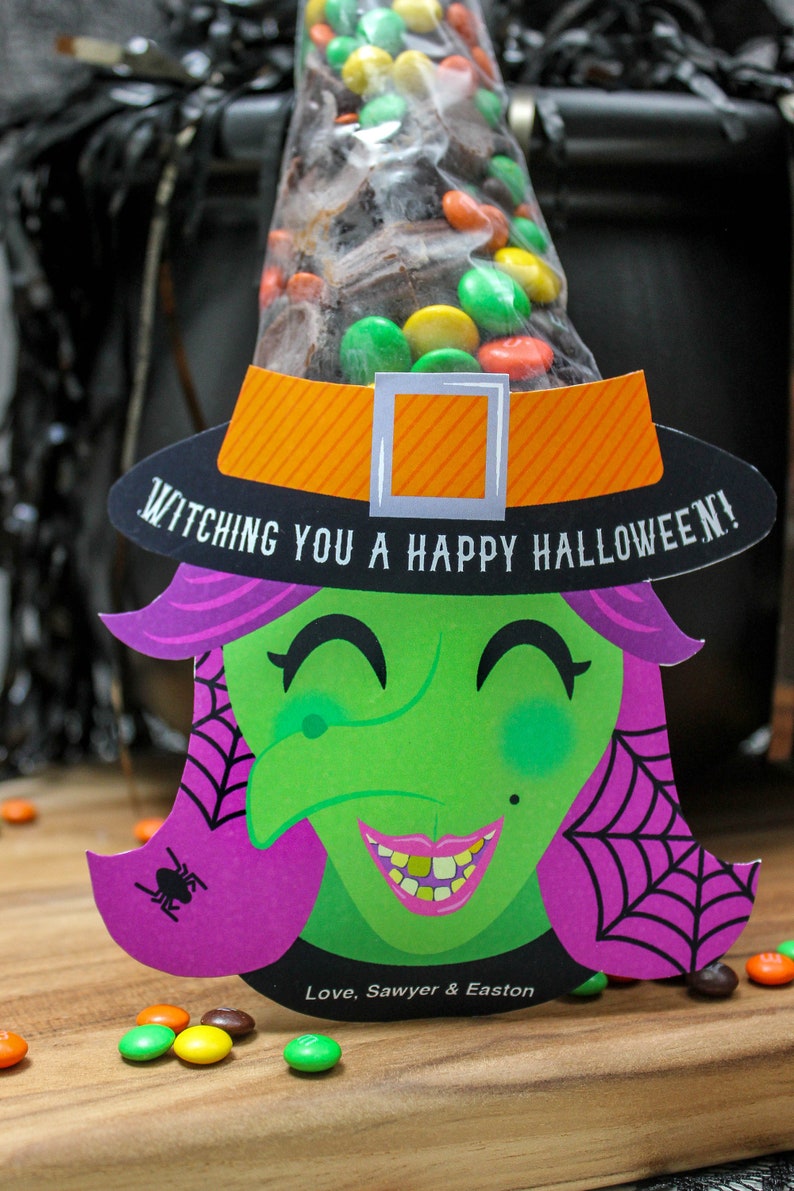 Halloween Witch Treat Bag Printable: Editable Classroom Favor (instant ...