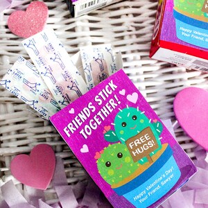 Cactus Kids Valentine Band-aid Box Printable Labels, Free Hugs, Cactus ...
