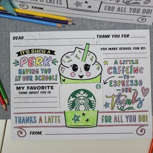 Coffee Teacher Appreciation Coloring Page and Gift Card Holder ...