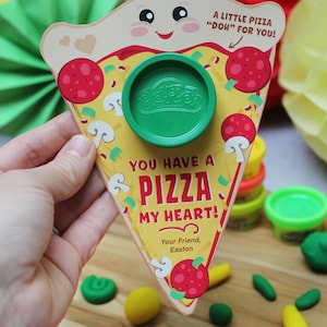 Pizza Play Dough Valentine Printable, Non-candy Valentine, Printable ...