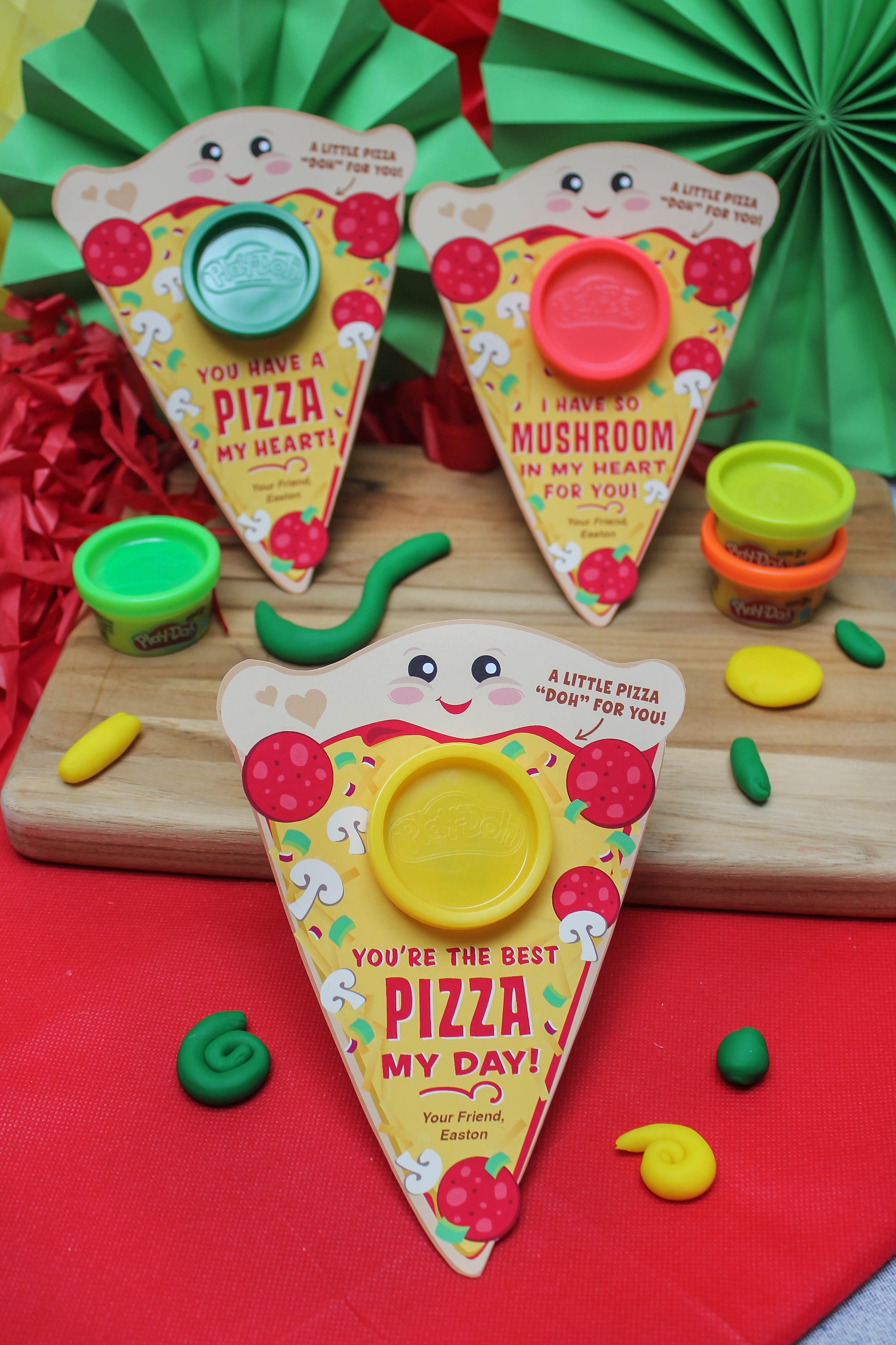 Pizza Play Dough Valentine Printable, Non-candy Valentine, Printable ...