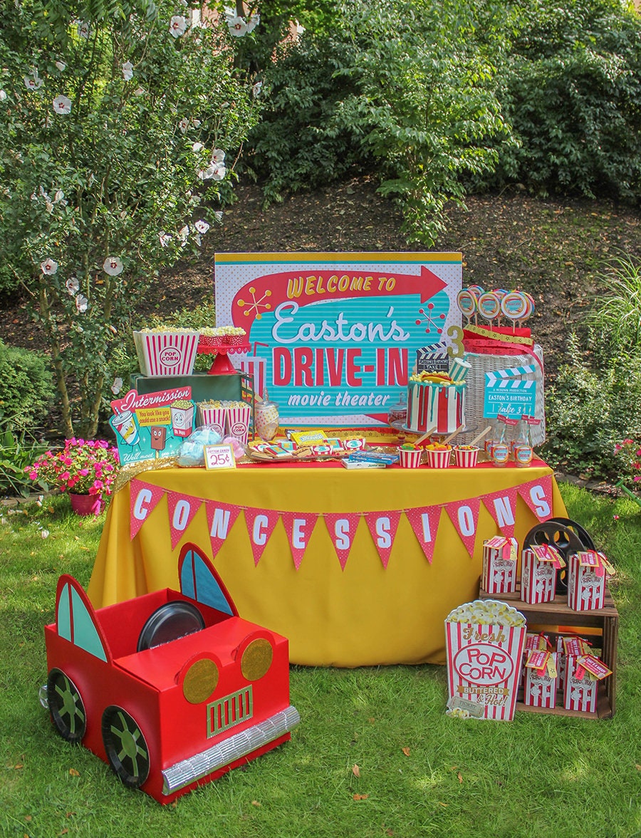 Retro Drive-in Bottle Label Printables, Concessions Pennant Banner ...