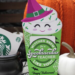 Halloween Coffee Gift Card Printable, Teacher Gift, Staff Gift ...