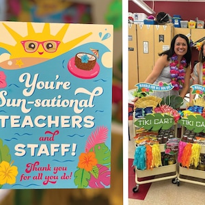 Teacher Appreciation Tropical Printable Pack, Beach Hawaiian Teacher ...