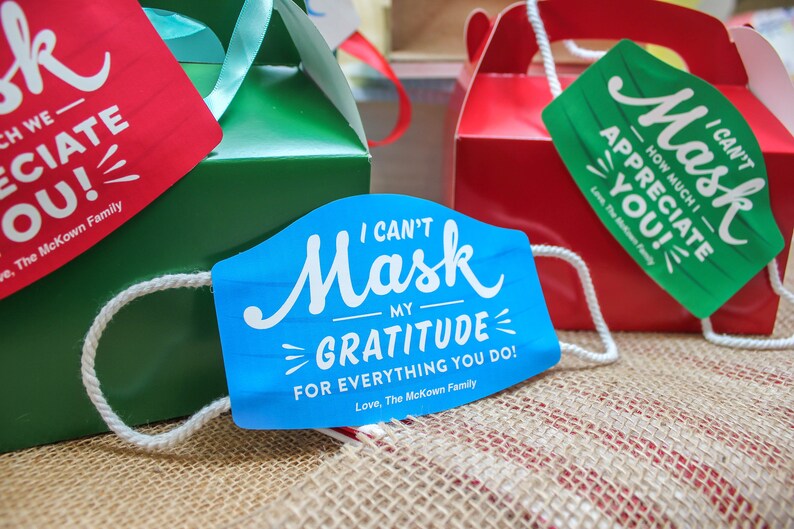 Can't Mask Our Gratitude PRINTABLE Gift Tag Mask Gift - Etsy