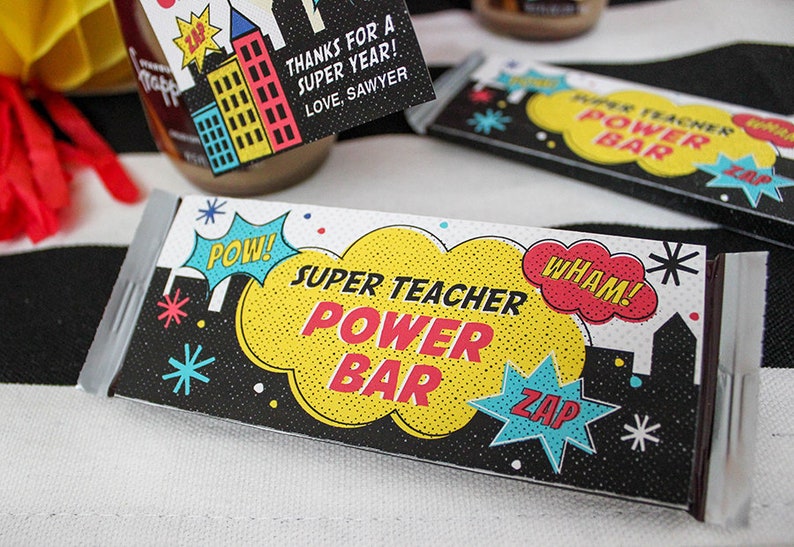 Superhero Teacher Gift Printables Gift Tag Printable Candy - Etsy