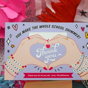 Whole School Shimmer Teacher Gift Card Holder Printable, Heart Hands ...