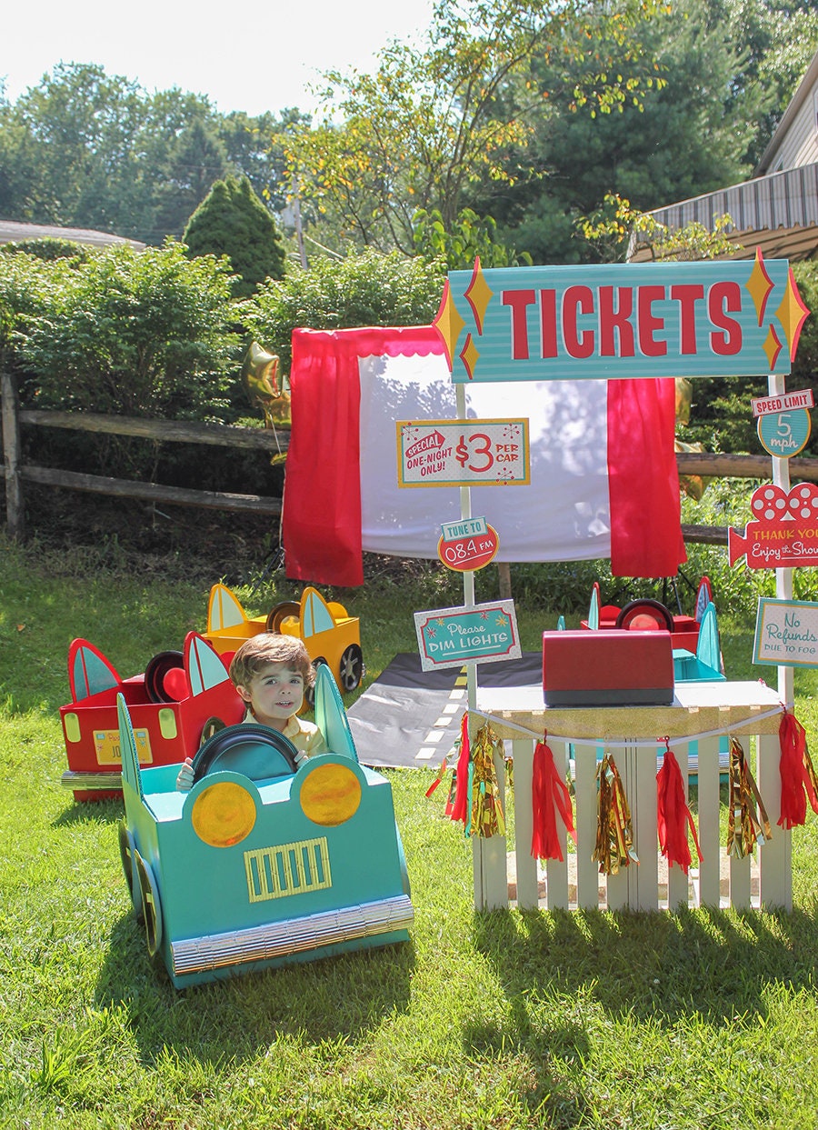 Retro Drive-in Movie Birthday Party Ticket Booth Printable Signs ...