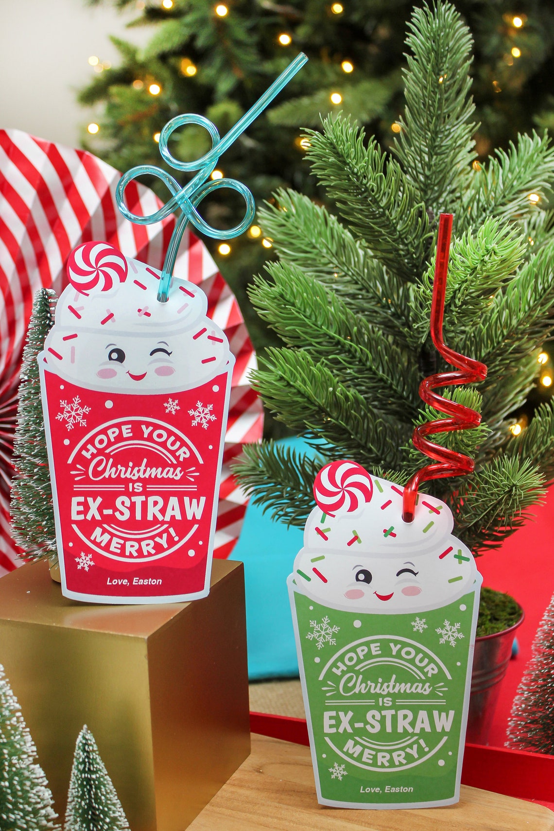 Crazy Straw Christmas Printable, Holiday Gift, Gift Tag, Party Favor ...