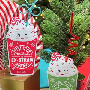 Crazy Straw Christmas Printable, Holiday Gift, Gift Tag, Party Favor ...
