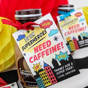 Superhero Teacher Gift Printables, Gift Tag Printable, Candy Bar ...