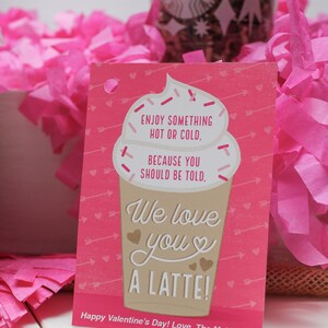 Latte Valentine Gift Tag Printables, Teacher Gift, Co-worker Gift ...
