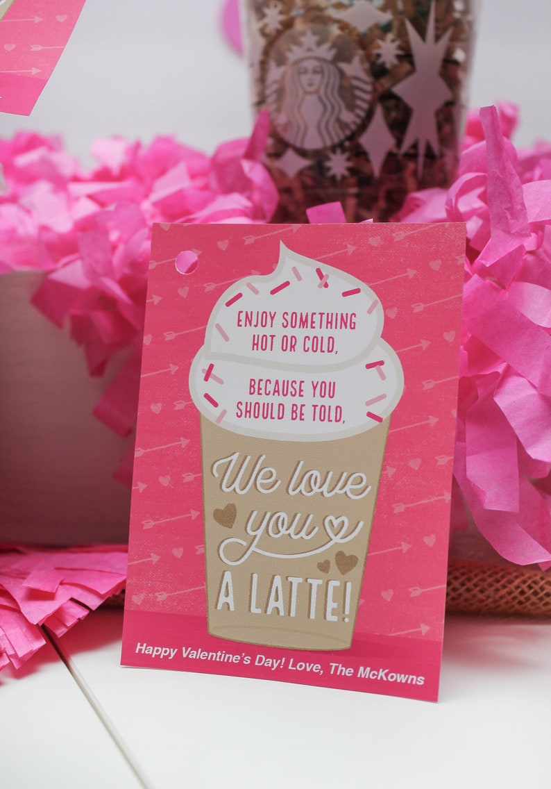 Latte Valentine Gift Tag Printables Teacher Gift Co-worker - Etsy