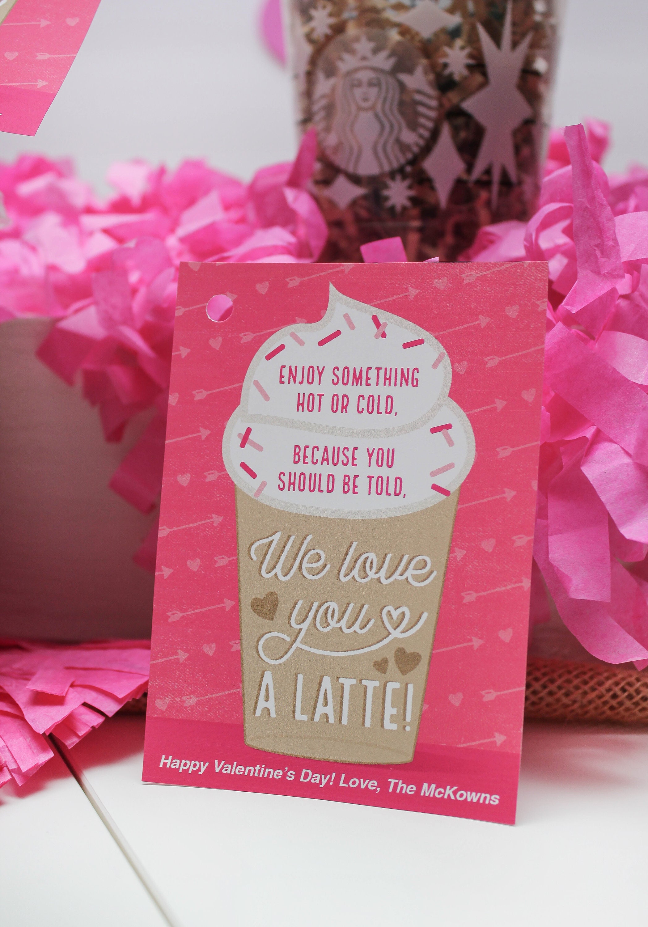 Latte Valentine Gift Tag Printables, Teacher Gift, Co-worker Gift ...