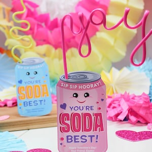 Soda Kids Valentine, Crazy Straw Kids Valentine, Kids Valentine, School ...
