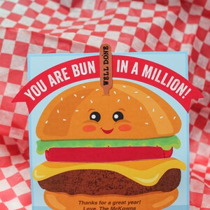 Burger Restaurant Gift Card Holder Printable, Teacher Gift, Teacher ...