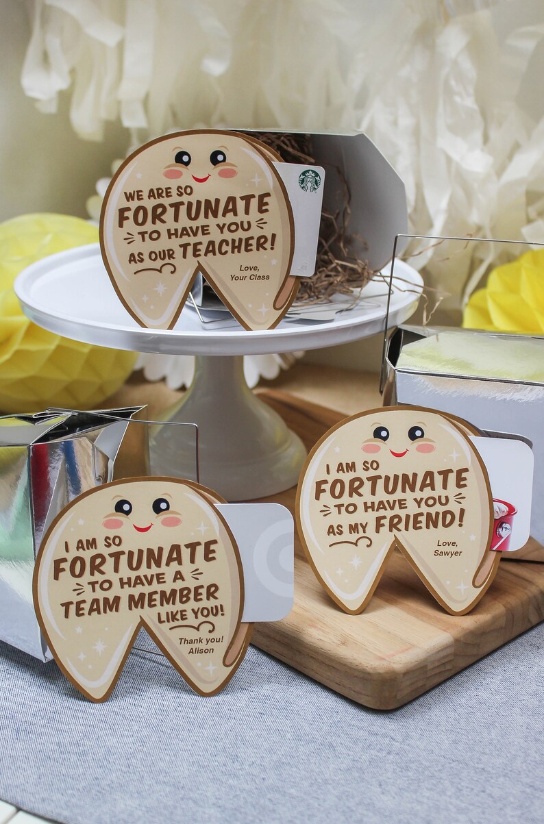 Fortune Cookie Gift Card Holder Printable, Teacher Gift, Teacher ...