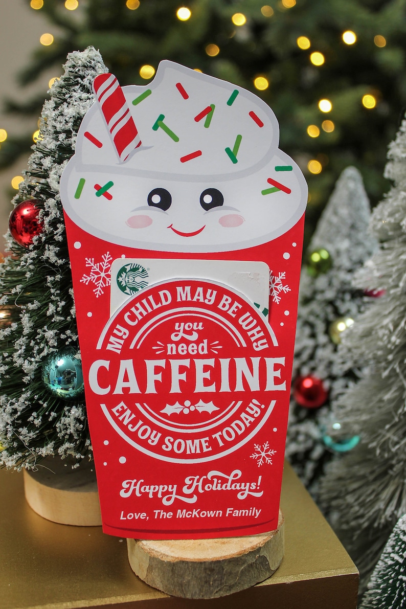 Need Caffeine Holiday Coffee Gift Card Printable, Teacher Gift, Teacher ...