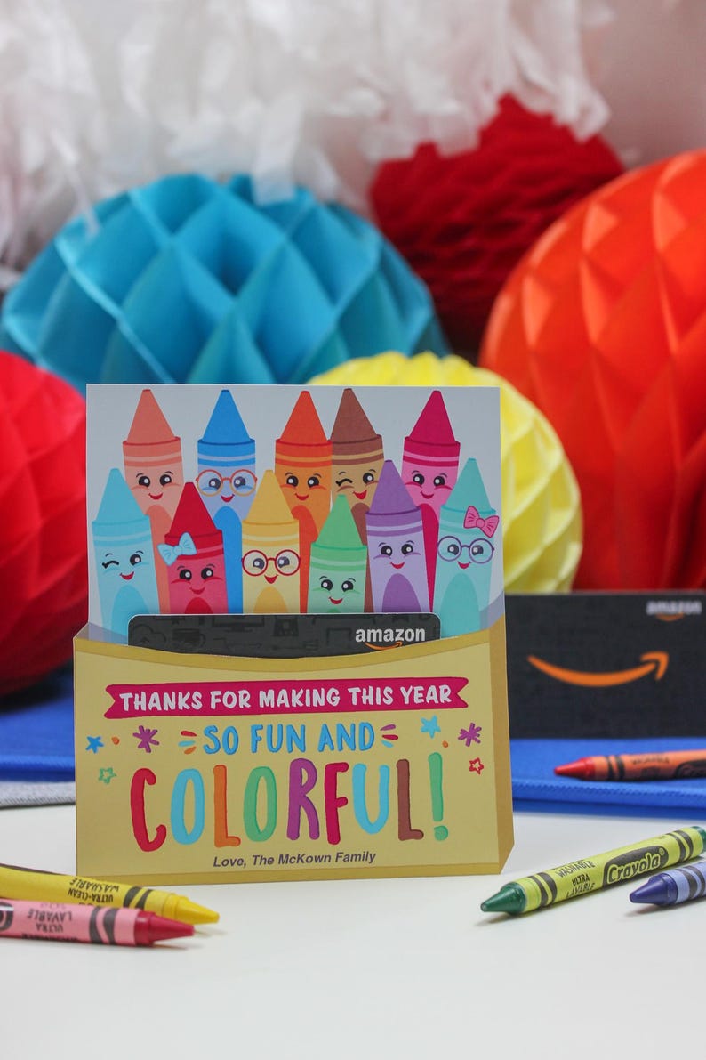 Teacher Appreciation Crayon Box Gift Card Holder Printable, Teacher ...