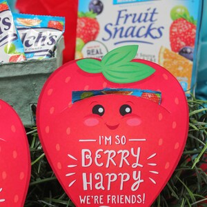 Fruit Snack Valentine, Strawberry Valentine, Valentine Printable, Kids ...