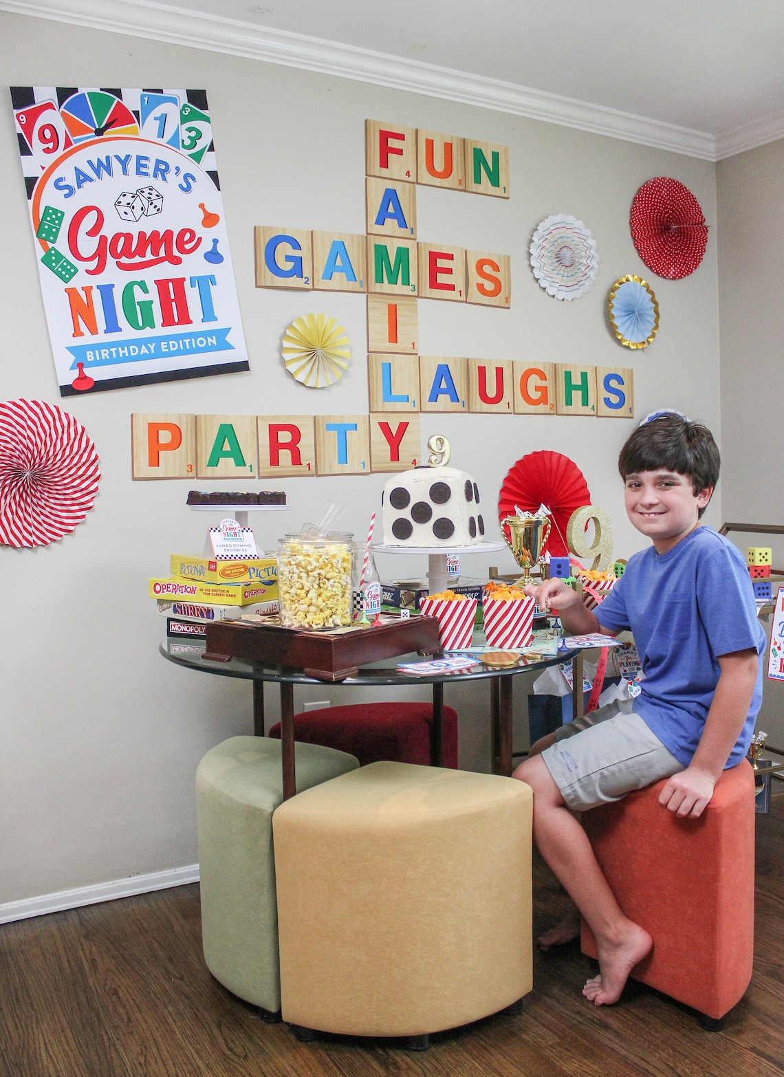 Game Night Party Letter Tile Backdrop Birthday Party - Etsy UK