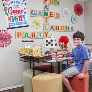 Game Night Party - Letter Tile Backdrop, Birthday Party, Family Game ...