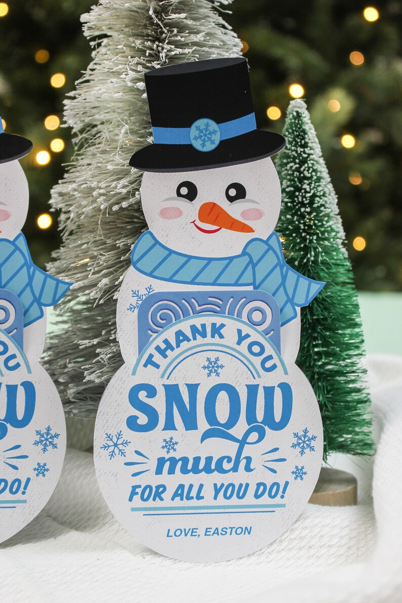 Snowman Gift Card Printable, Winter Gift, Teacher Gift, Staff Gift ...