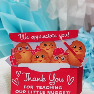 Teacher Appreciation Chicken Nugget Gift Card Holder (editable PDF) - Etsy