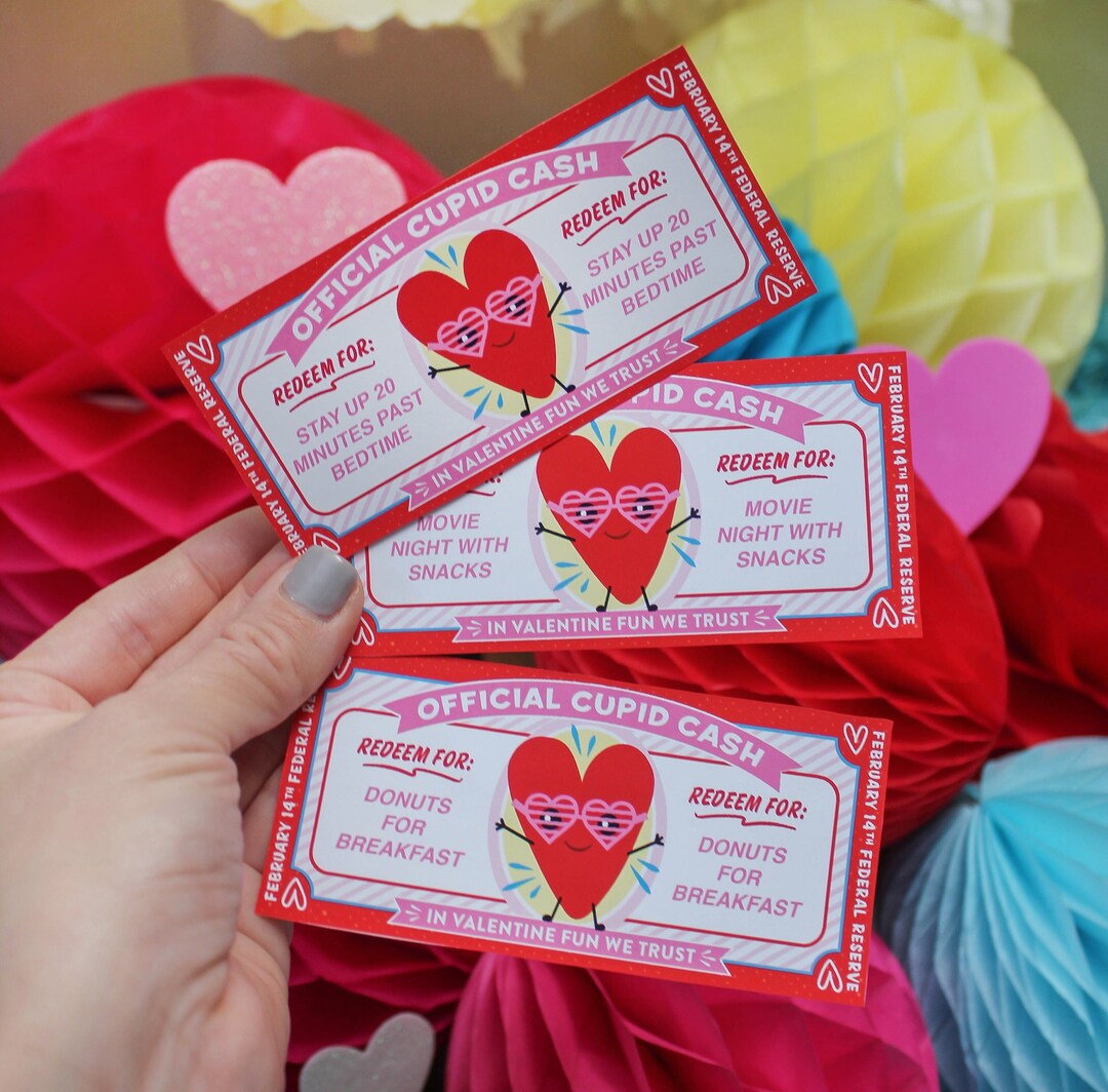 Valentine's Day Play Money Printables, Valentines Day Coupons, Play ...