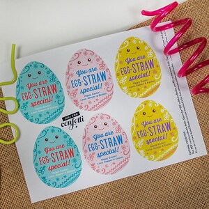 Crazy Straw Easter Gift Printable Tag, Easter Egg, Gift Tag, Party ...