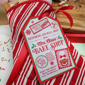 Mrs Claus' Bake Shop Gift Tag Printable, Christmas Gift Tag, Christmas ...