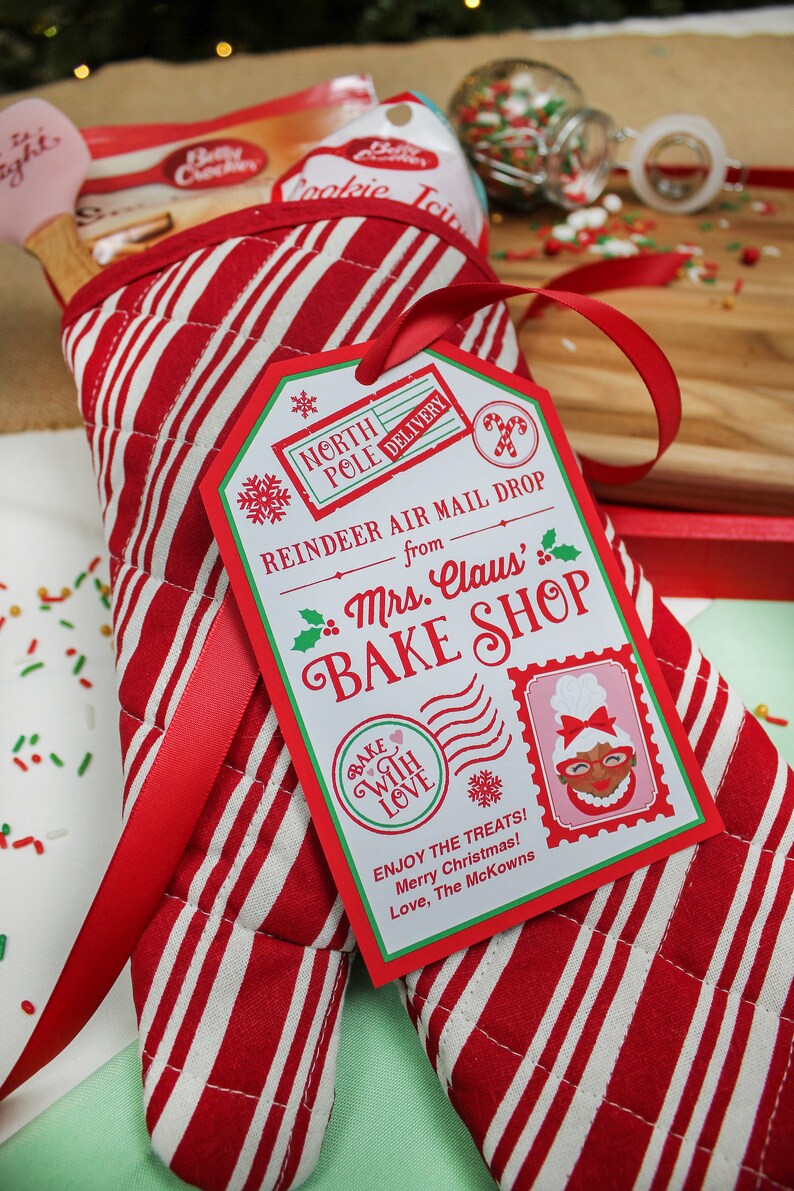 Mrs Claus' Bake Shop Gift Tag Printable, Christmas Gift Tag, Christmas ...