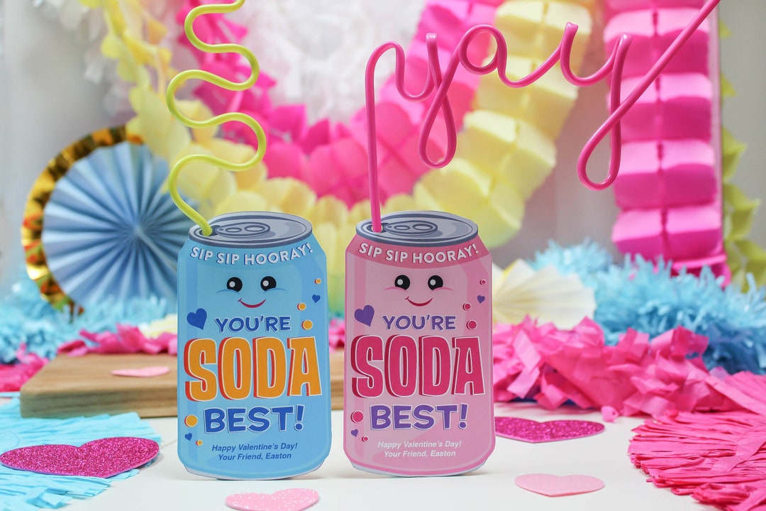 Soda Kids Valentine, Crazy Straw Kids Valentine, Kids Valentine, School ...