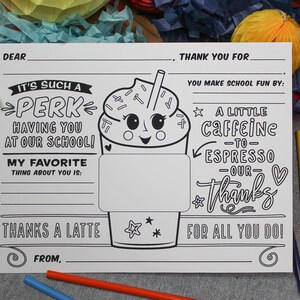 Coffee Teacher Appreciation Coloring Page and Gift Card Holder ...