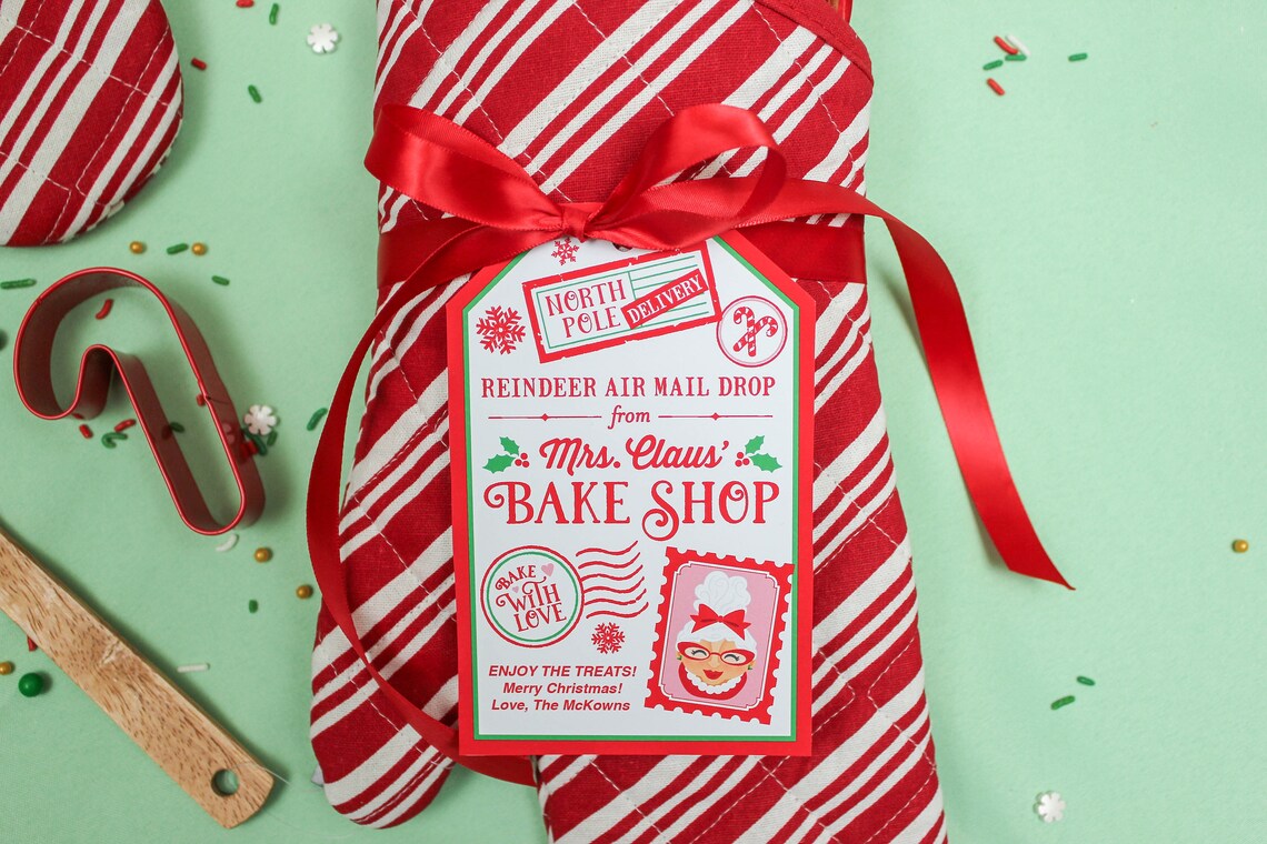 Mrs Claus' Bake Shop Gift Tag Printable Christmas Gift | Etsy