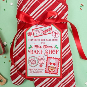Mrs Claus' Bake Shop Gift Tag Printable, Christmas Gift Tag, Christmas ...