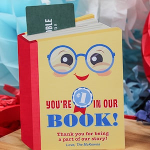 Book Gift Card Holder Printable, Teacher Gift, Teacher Appreciation ...