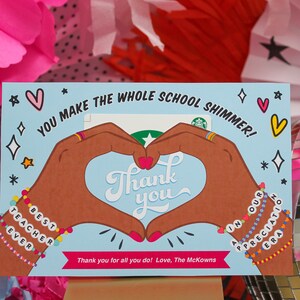 Whole School Shimmer Teacher Gift Card Holder Printable, Heart Hands ...